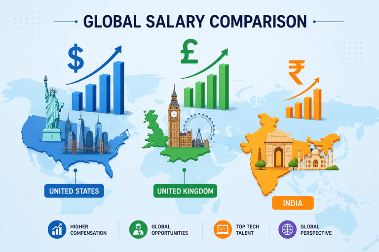 Software engineer salary: India vs US vs UK (real data)